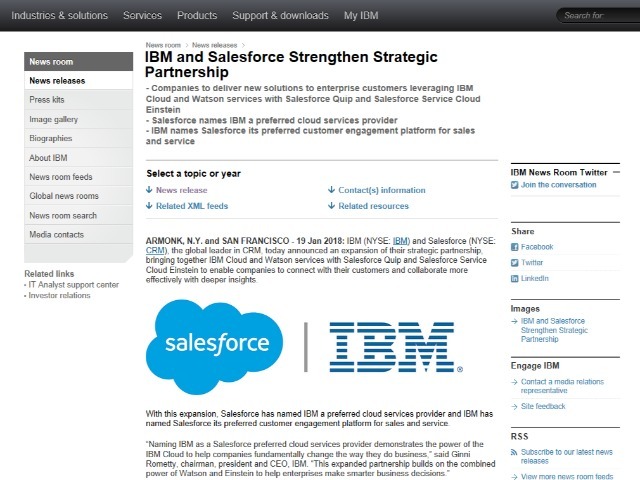 提携強化したIBMとセールスフォースの“特別な関係” - ZDNET Japan